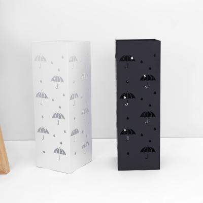 China Custom Color Metal Umbrella Stand Holder Iron Square Umbrella Basket Powder Coated for sale