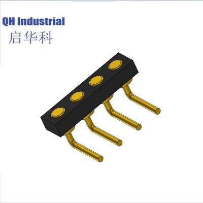 China Spring Loaded Pogo Pin Connector 5.5mm Pitch 4 Position Right Angle SMT Gold Plated for sale