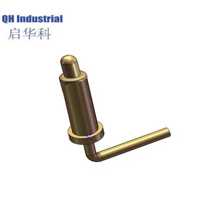 China Right Angle Spring Loaded Pogo Pin Connector 1-3A Brass C3604 Gold Plated for PCB Power Charging for sale