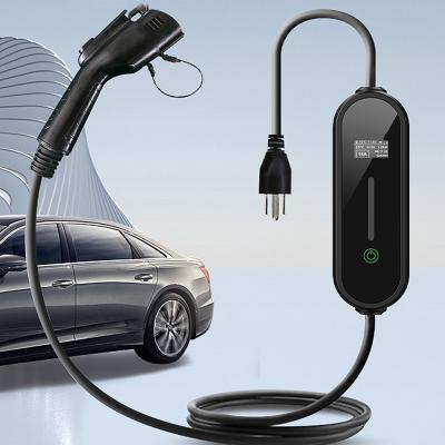 China Portable EV Charger 32A 7kW Single Phase Electric Vehicle Charger with LCD Display for sale