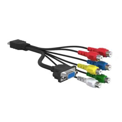 China Customized Length VGA DB Male to HDMI AV Adapter Cable 6 RCA Analog PC TV Video Converter HDTV Display for sale