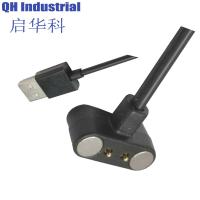 China 2 Pin Brass Pogo Pin Connector Magnetic Battery Socket 48H Salt Spray Gold Plated 3U for sale