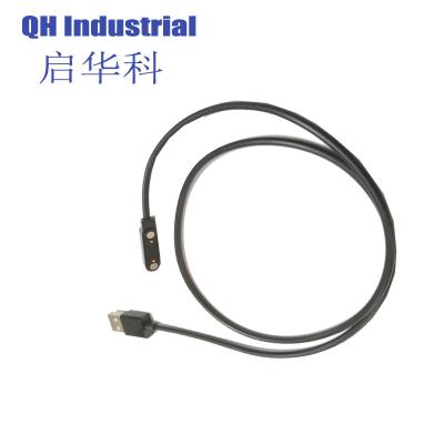 China 2Pin 10.2mm Pitch Magnetic Pogo Pin Charger 48H Salt Spray 90 Degree Bend Flat Pogo Pin Connector for sale