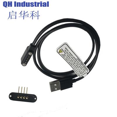 China 4 Pin 2.54mm Pitch Magnetic Pogo Pin Connector 1A 3A 12V Waterproof Cable Connector for sale