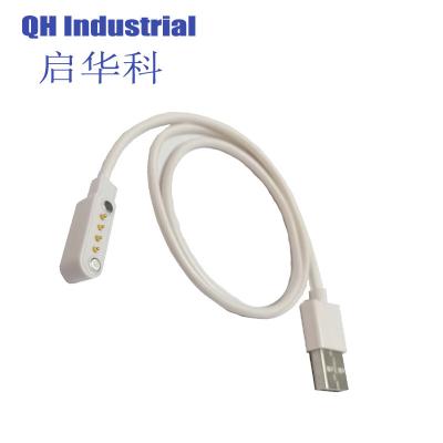 China 4 Pin 2.54mm Pitch Magnetic Pogo Pin Connector for PCB Gold Plated 3U for sale