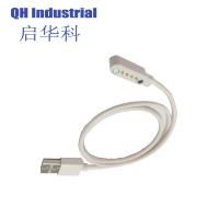 China 4 Pin 2.54mm Pitch Magnetic Pogo Pin Connector for PCB Gold Plated 3U for sale
