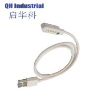 China 4 Pin 2.54mm Pitch Magnetic Pogo Pin Connector for PCB Gold Plated 3U for sale