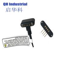 China 4 Pin 2.54mm Pitch Magnetic Pogo Pin Connector Male Gold Plated 3U 1A 3A 12V for sale