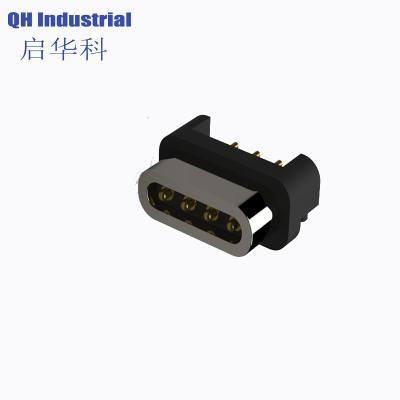 China 4Pin 2.54mm Pitch Magnetic Pogo Pin Connector 1A 2A Spring Force 500gf Male Female for sale