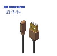 China 2Pin 7.60mm Pitch Magnetic Pogo Pin Connector Double End Spring Loaded ISO REACH USB for sale
