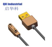 China 2Pin 7.60mm Pitch Magnetic Pogo Pin Connector Double End Spring Loaded ISO REACH USB for sale
