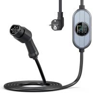 China Smart Blue CE Plug Type 2 32A Portable Ev Charger With Screen for sale