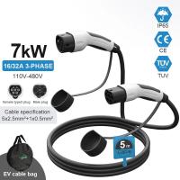 China Type2 Three Phase EV Charging Cable 16A 32A 22kw 11KW Charger Female Plug To Male Plug for sale