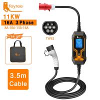 China 11KW 16A 3 Phase EV Portable Charger Type2 EVSE Charging Box CEE Plug 32A 7KW 11kw TYPE 2 IP66 for sale