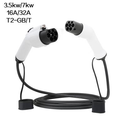 China EV Charging Cable Type 2 To GBT Adapter IEC 62196 With GBT Charging Connector 32A 3 Phase 22KW 5M for sale