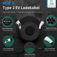 China Type2-Type2 Ev Cable Connector IP54 Single/Three Phase 16A/32A 3KW/7KW/11KW/22KW White/Black Color for sale