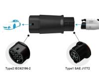 China SAE j1772 to IEC62196EV Charger Type 1 to Type 2 Adapter Charging Connector for sale