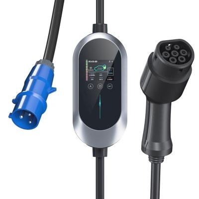 China 8-40A Current Wallbox Electric Car Charger with Emergency Button and 5m Cable Length for sale