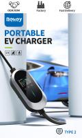 China 8-40A Current Wallbox Electric Car Charger with Emergency Button and 5m Cable Length for sale