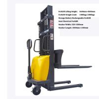 China semi automatic trolley forklift, storage battery , Semi Electric Stacker forklift, Semi Automatic Forkli for sale