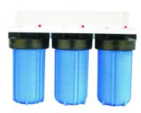 China 10 Inch Big Blue Triple Water Filter System with Steel Bracket 3 Stage PP CTO GAC for sale