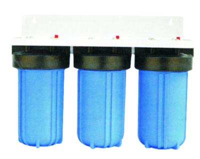 China 10 Inch Big Blue Triple Water Filter System with Steel Bracket 3 Stage PP CTO GAC for sale