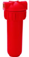 China 10 Inch Red Water Filter Housing PP AS Material FDA Standard Brass Thread Canister for sale