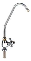 China Brass RO Water Faucet with 3-Handle Design for Reverse Osmosis Systems - Chrome Plated Goose Neck Tap for sale