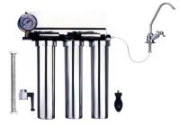 China 20 Inch Stainless Steel Water Filter Housing with Pressure Gauge - 0.2-0.5μm Filtration, 10,000L Capacity for sale