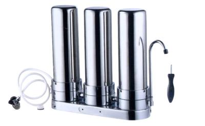 China Stainless Steel Countertop Water Purifier 10 Inch 150L/H Flow Rate with 3-Stage Filtration System for sale