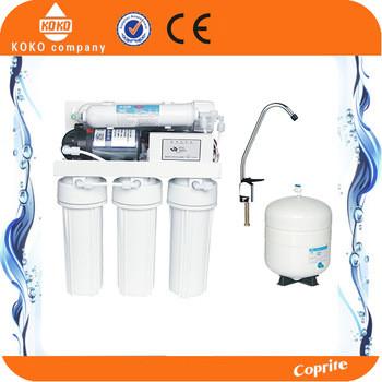 China Manual Flush Reverse Osmosis Water Filtration System 50GPD with 3.2 Gallon Steel Tank for sale