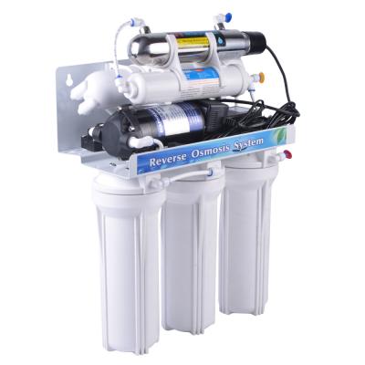 China 6 Stage 50 GPD Under Sink Reverse Osmosis Water Filter System with UV Lamp for sale