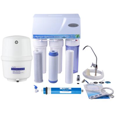 China 5 Stage Reverse Osmosis Water Filtration System 50 GPD Under Sink RO Filter with Pump for sale