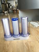 China Clear Housing Alkaline RO Water Filter Triple Filtration Countertop PP Activated Carbon Ceramic 10 Inch for sale