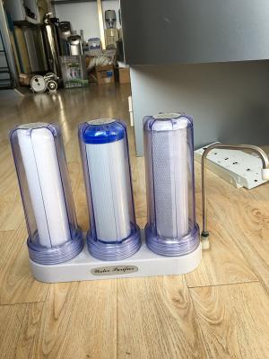 China Clear Housing Alkaline RO Water Filter Triple Filtration Countertop PP Activated Carbon Ceramic 10 Inch for sale