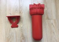 China 10 Inch Red Plastic Water Filter Housing with Brass Thread 125 PSI Maximum Pressure for sale