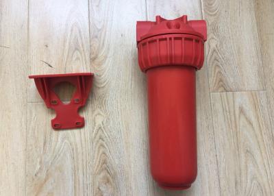 China 10 Inch Red Plastic Water Filter Housing with Brass Thread 125 PSI Maximum Pressure for sale