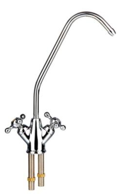 China Double Handle Brass Kitchen Faucet Commercial Gooseneck 500,000 Cycle Life 0-100°C Temperature Range for sale