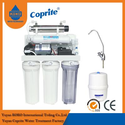 China Household 50GPD 6 Stage Reverse Osmosis Water Filtration System with UV Sterilizer for sale