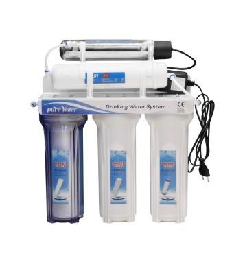 China White 6-Stage Reverse Osmosis Water Filtration System with UV Filter - 50/75/100 GPD Capacity, 3.2 Gallon Tank for sale