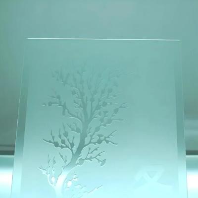 China 12mm Toughened Tempered Frosted Acid Etched Glass For Shower Door for sale