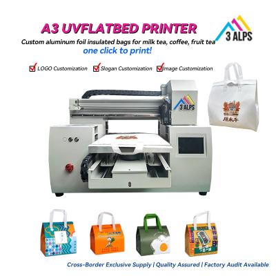 China 3ALPS 3045 UV Flatbed Printer 300x450mm DX7 I3200U1HD CMYK+W+V Small Business Inkjet Printer for sale