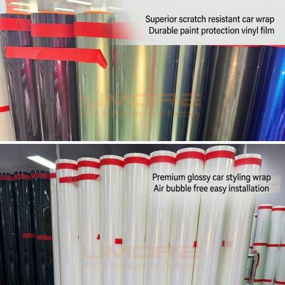 China Car Vinyl Wrap Film Glossy PET Fast Delivery Air Bubble Free Color Changing Protection for sale