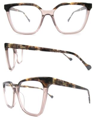 China Elegant Two Tone Oversized Square Glasses Lightweight Acetate Material FPDB21948 C2 53-16-140 for sale