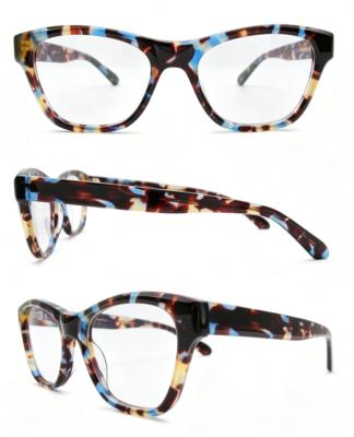China Vibrant Blue Tortoiseshell Cat Eye Glasses Durable Acetate Frame FPDB21235 C2 52-21-145 for sale