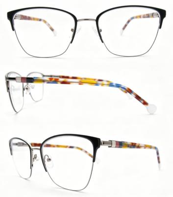 China Modern Black Frame Colorful Temple Glasses Lightweight FFCA4169 C6 54-17-140 Stylish for sale