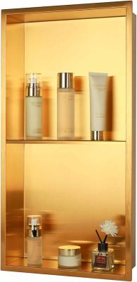 China 24x12 Inch Gold Stainless Steel Recessed Shower Niche with LED Lighting - Two-Layer Bathroom Storage for sale