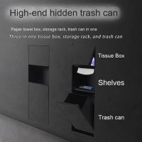 China 600×300×140mm Stainless Steel Shower Niche with Hidden Trash Can - Corner Mounted Bathroom Storage Solution for sale