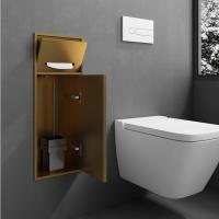 China Modern Stainless Steel Wall Mounted Shower Niche with Gold Finish - 304 Grade Steel Flush-Mounted Bathroom Organizer for sale