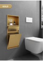 China 24x12x5.6 Inch Recessed Toilet Brush Cabinet - Stainless Steel 3-in-1 Hand Towel Box with Built-in Trash Can for sale